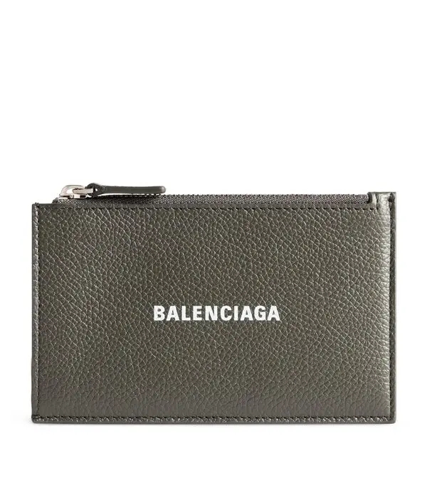 Balenciaga Leather Zip-up Card Holder - Green