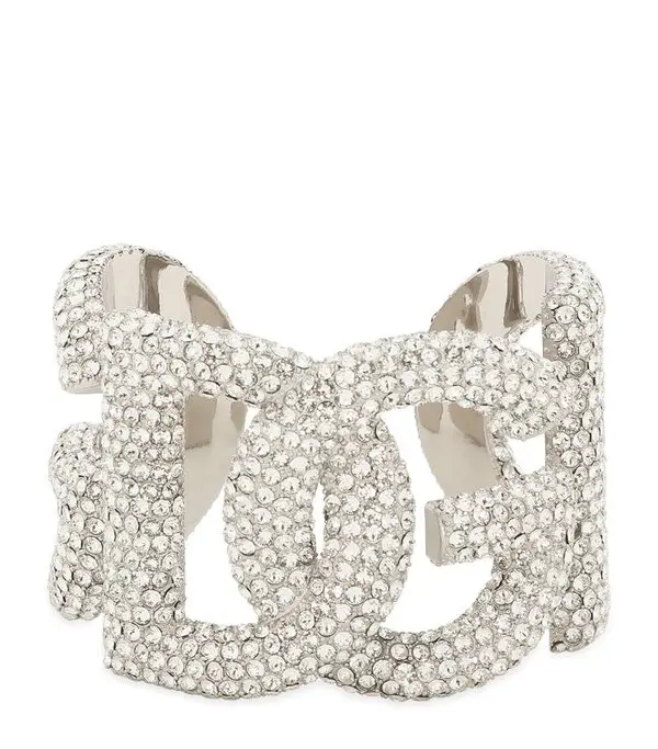 Dolce & Gabbana Embellished Dg Millennials Logo Cuff Bracelet