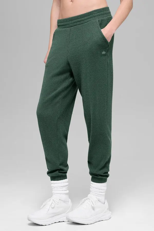 Alo Yoga Waffle Knit Escape Jogger Pants - Clover Green