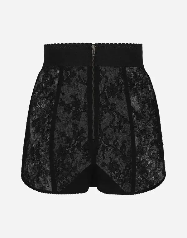 Dolce & Gabbana Lace High-waisted Panties With Elasticated Waistband - Black