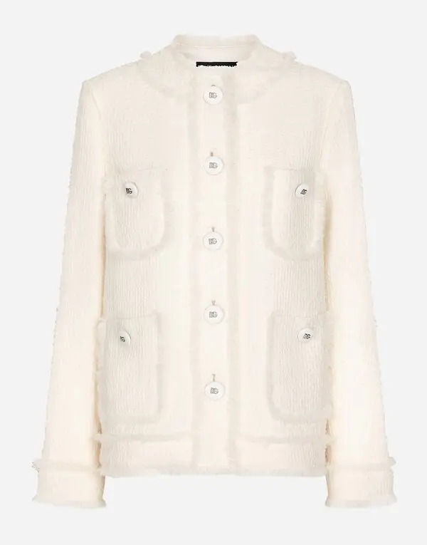 Dolce & Gabbana Single-breasted Raschel Tweed Jacket - White
