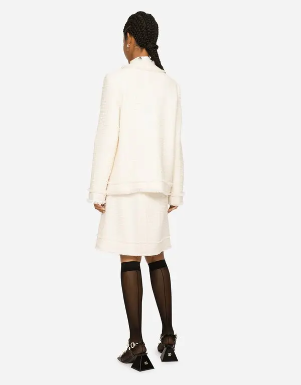 Dolce & Gabbana Single-breasted Raschel Tweed Jacket - White