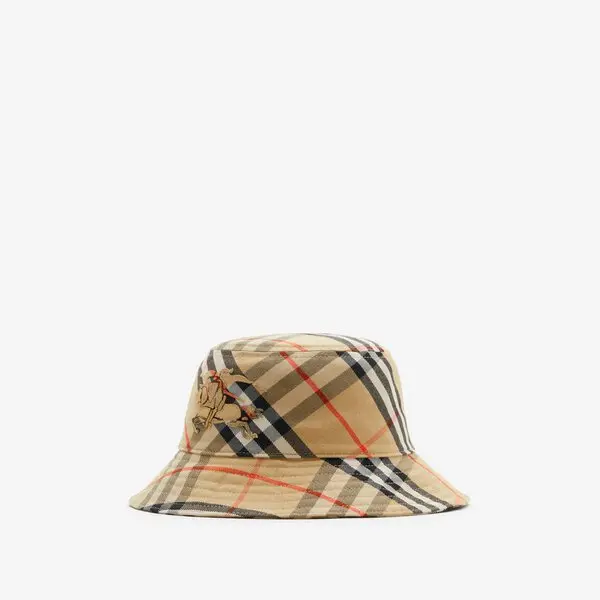 Burberry Check Equestrian Bucket Hat - Sand