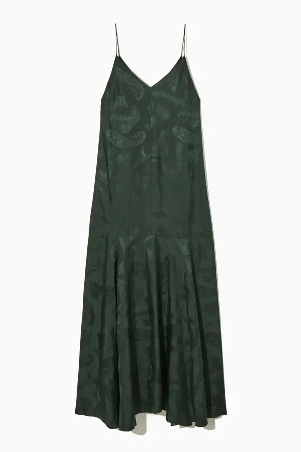 Cos Paisley-Jacquard Silk Maxi Dress In Green - 60% Off | Editorialist