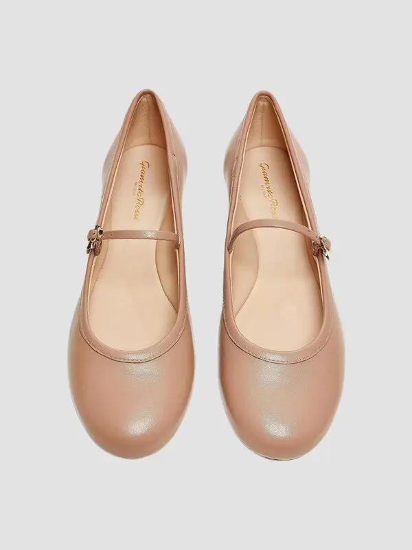 GIANVITO ROSSI Carla Leather Ballet Flats - Praline
