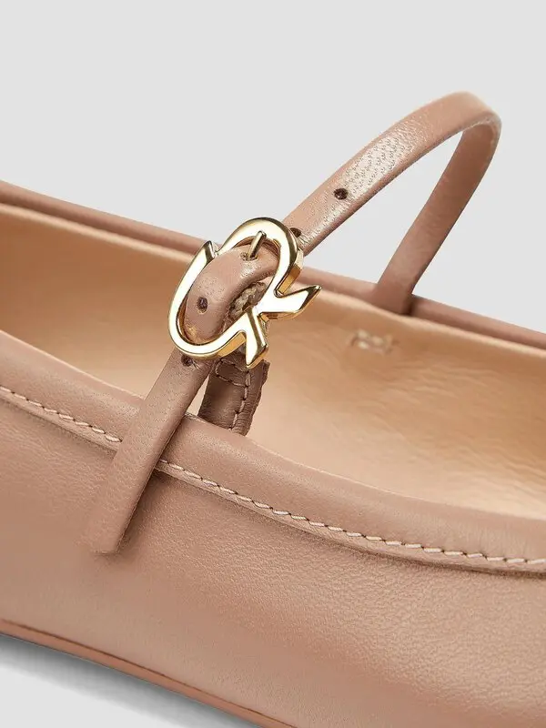 GIANVITO ROSSI Carla Leather Ballet Flats - Praline