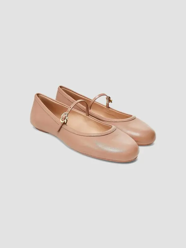 GIANVITO ROSSI Carla Leather Ballet Flats - Praline