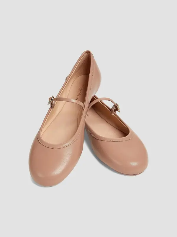 GIANVITO ROSSI Carla Leather Ballet Flats - Praline