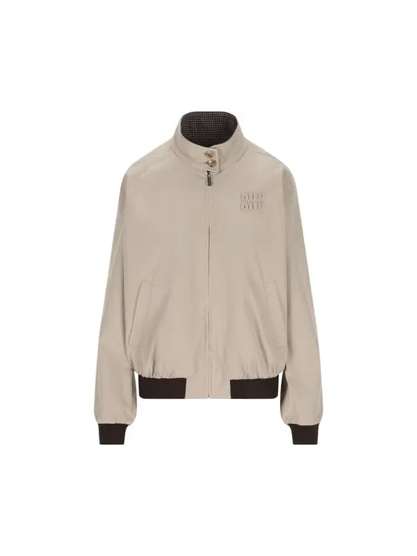 Miu Miu Nylon Logo Jacket - Clay+cocoa+g