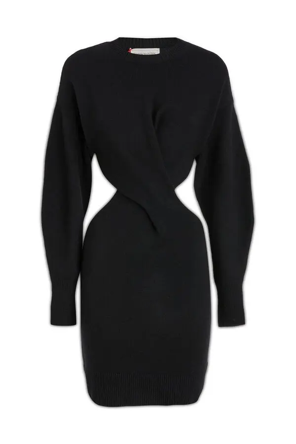 Alexander Mcqueen Wool And Cashmere Mini Dress In Black 57% Off