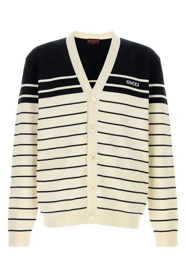 Gucci Embroidered Cotton Cardigan - Stripped