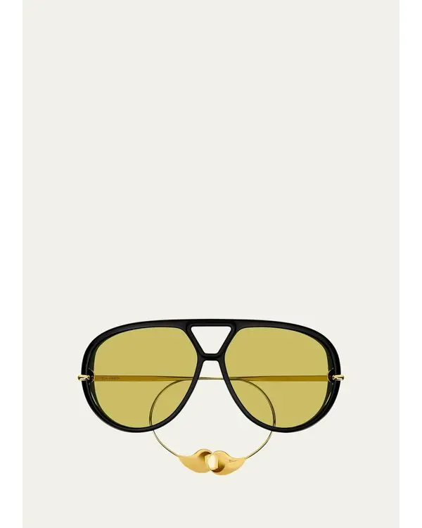 Bottega Veneta Geometric Aviator Sunglasses - Black
