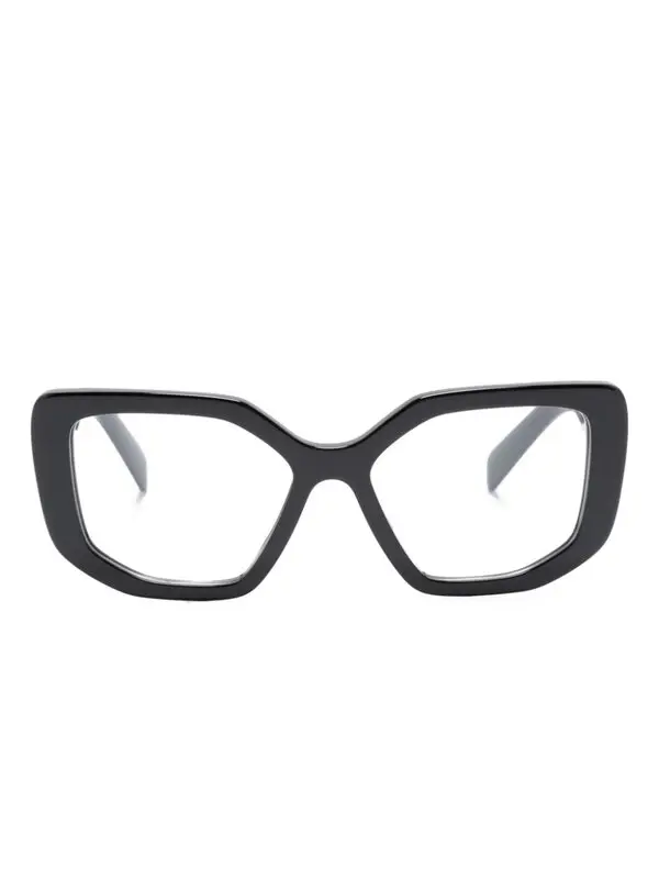 Prada Geometric Frame Glasses - Black