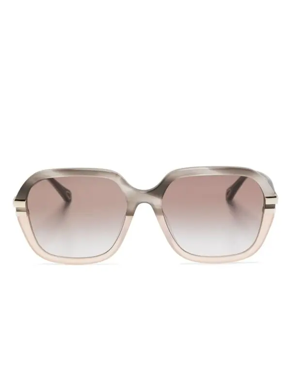 Chloé Ombré-effect Square-frame Sunglasses - Neutrals