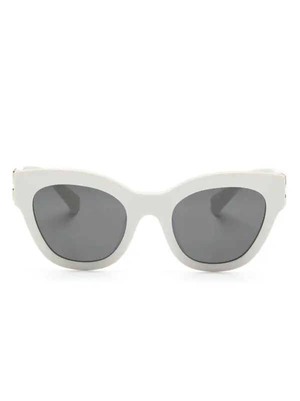Miu Miu Logo-lettering Cat-eye Sunglasses - White