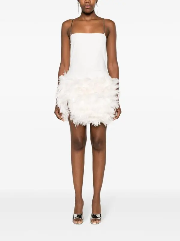 Attico Fujiko Feather-trimmed Minidress