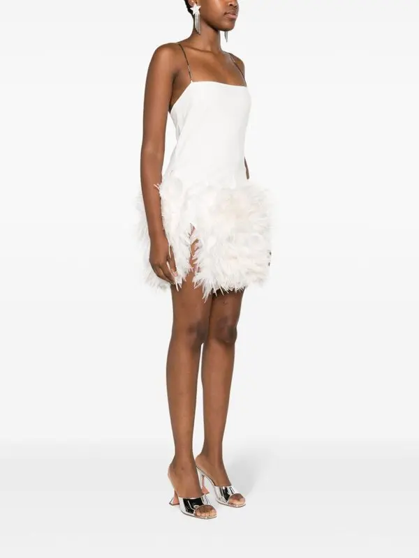 Attico Fujiko Feather-trimmed Minidress