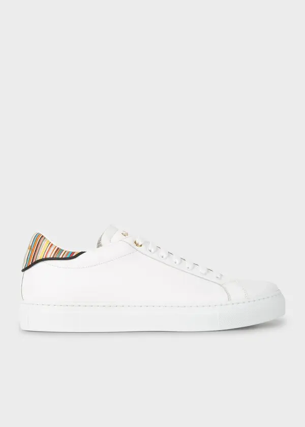 Paul Smith Leather Sneakers With Signature Stripe Heel - White
