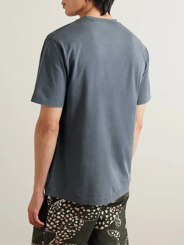 Desmond & Dempsey Embroidered Cotton-jersey Pyjama T-shirt S