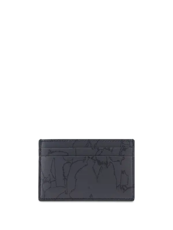 Alexander McQueen Graffiti Leather Card Holder - Black