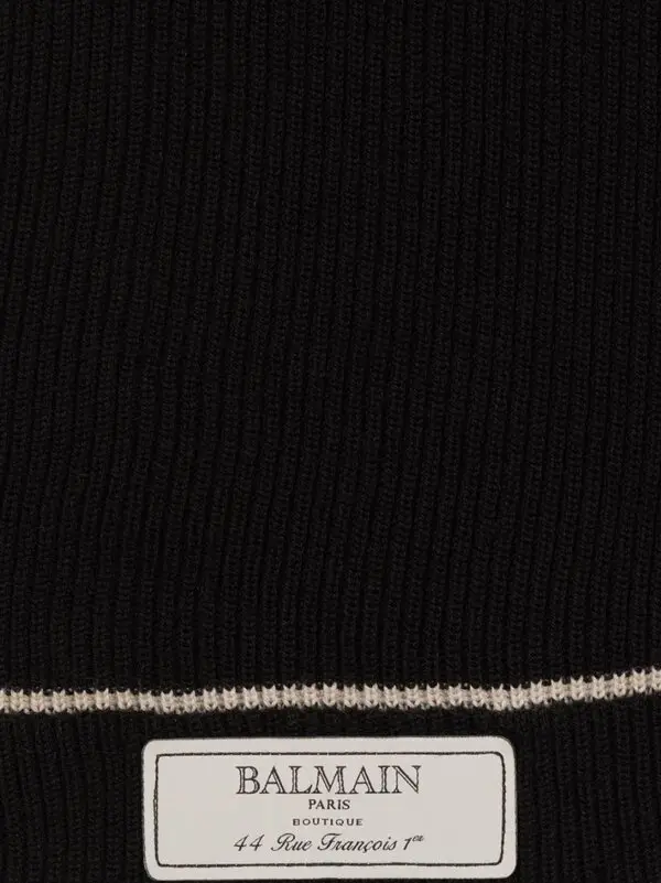 Balmain Label-patch Merino-wool Scarf