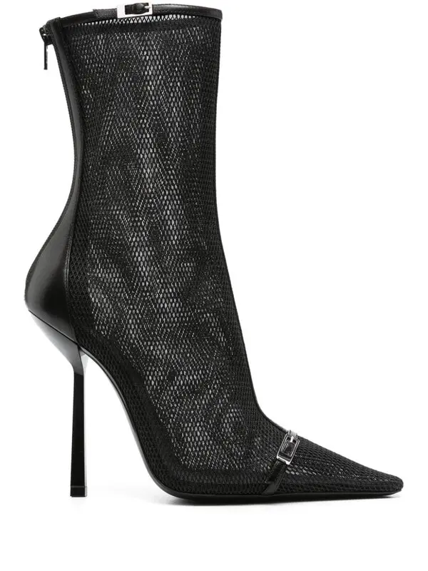 Saint Laurent 115mm Oxalis Mesh Pointed Boots - Black