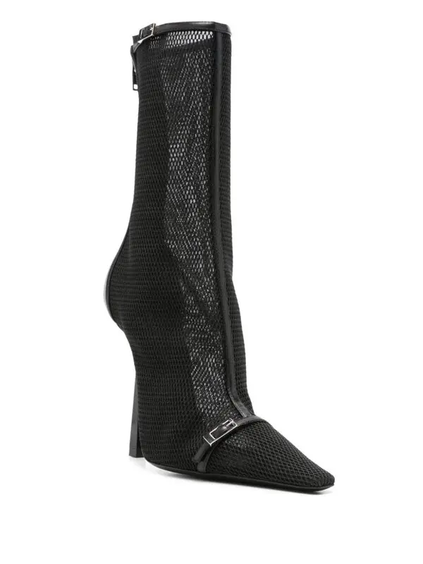 Saint Laurent 115mm Oxalis Mesh Pointed Boots - Black