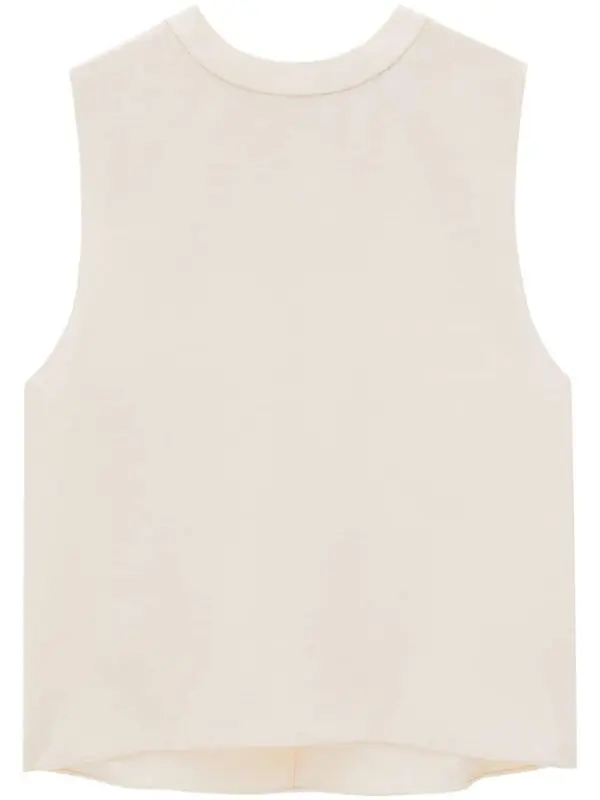 Saint Laurent Round-neck Silk Top - Neutrals