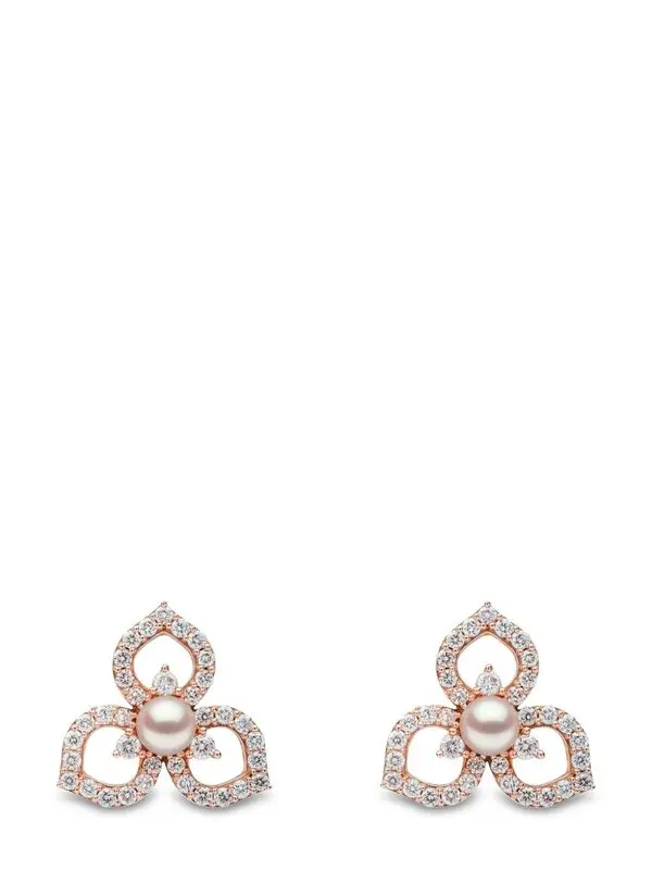 Yoko London 18kt Rose Gold Akoya Pearl And Diamond Earrings - Pink