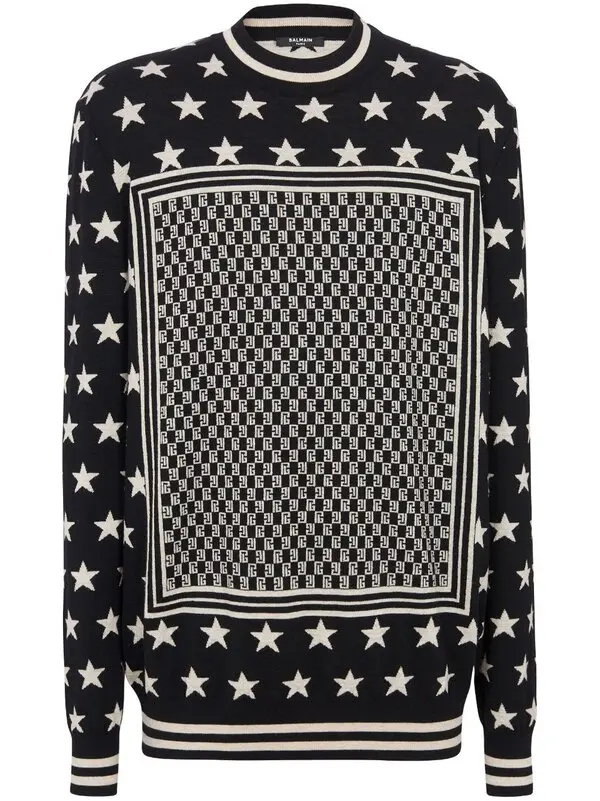 Balmain Monogram Stars Wool Jumper