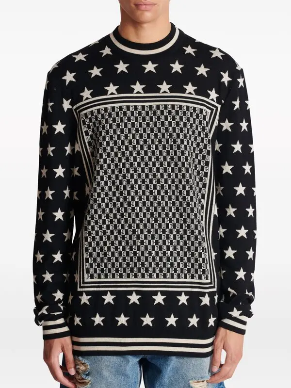 Balmain Monogram Stars Wool Jumper