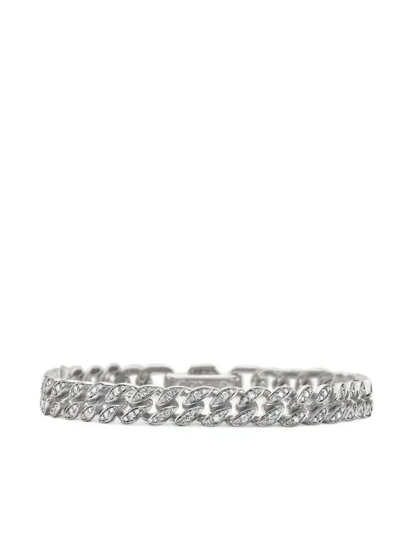 David Yurman Sterling Diamond Curb Chain Bracelet - Silver