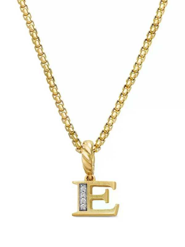 David Yurman 18kt Yellow Pavé Initial Pendant - Gold