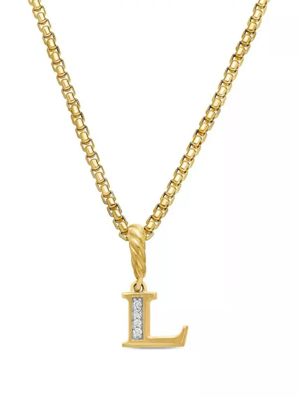 David Yurman 18kt Yellow Pavé Initial Pendant - Gold