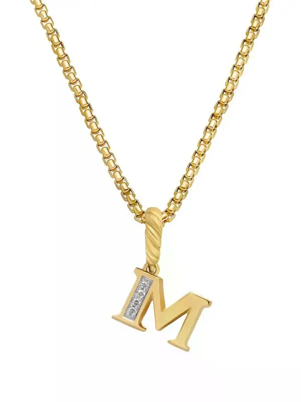 David Yurman 18kt Yellow Pavé Initial Diamond Pendant - Gold