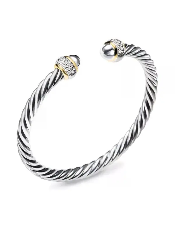 David Yurman 18kt Yellow Gold And Sterling Cable Bracelet