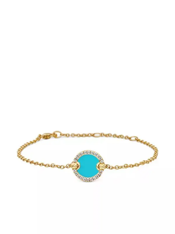 David Yurman 18kt Yellow Diamond And Turquoise Bracelet - Gold