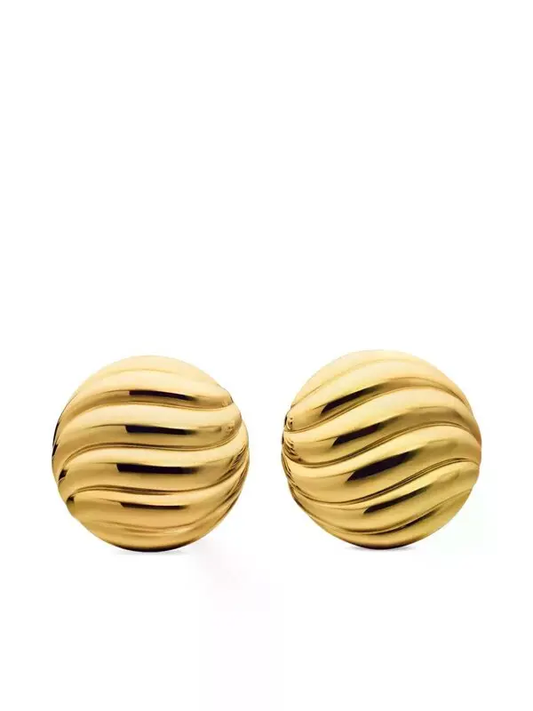 David Yurman 18kt Yellow Sculpted Cable Stud Earrings - Gold