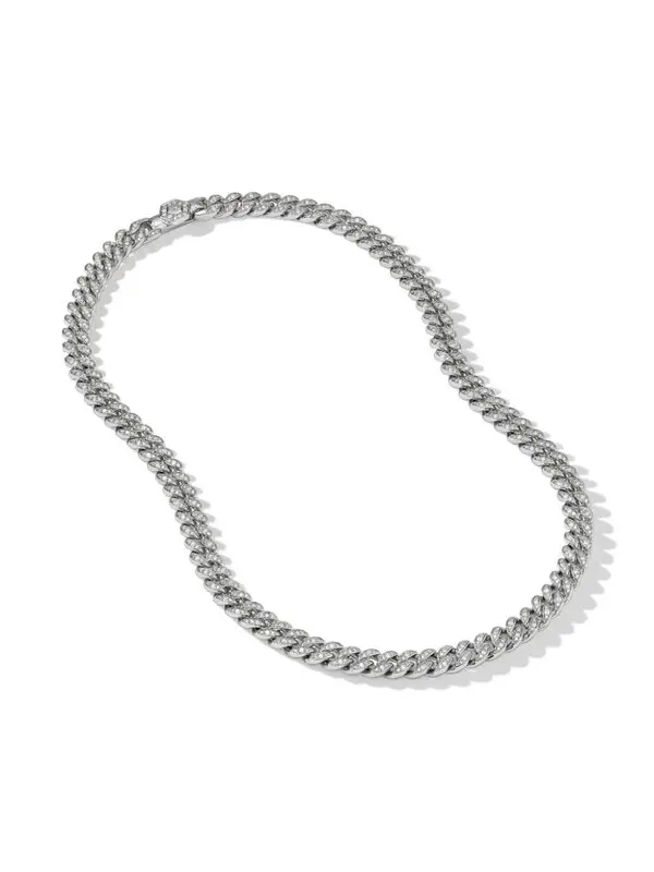 David Yurman Sterling Diamond Curb Chain Necklace