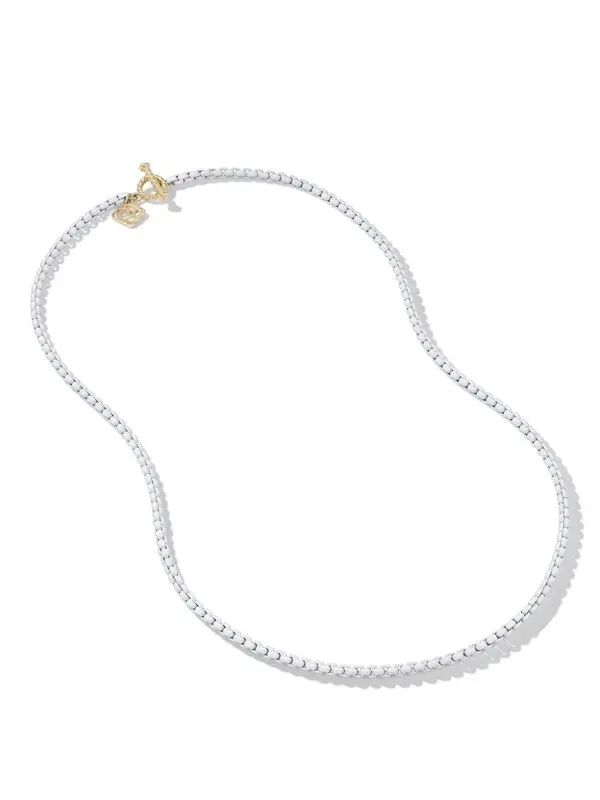 David Yurman 14kt Yellow Gold And Stainless Steel Box Chain Necklace - White
