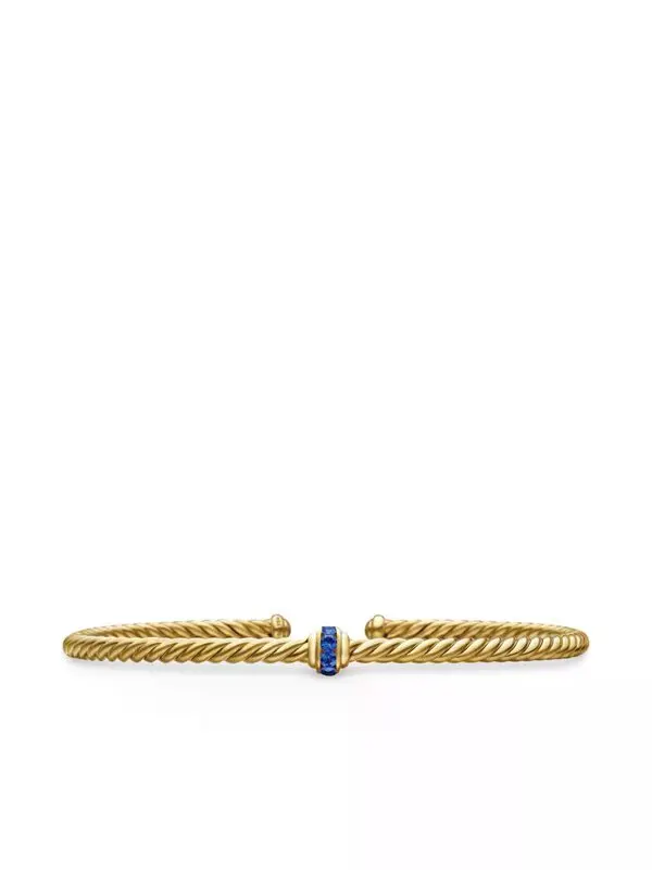 David Yurman 18kt Yellow Cable Spira Station Pavé Bracelet - Gold