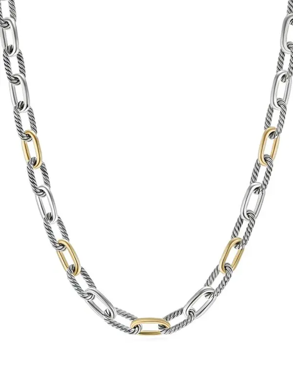 David Yurman 18kt Yellow Gold And Sterling Dy Madison Chain Necklace - Silver