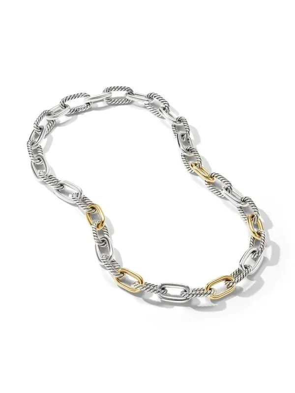 David Yurman 18kt Yellow Gold And Sterling Dy Madison Chain Necklace - Silver