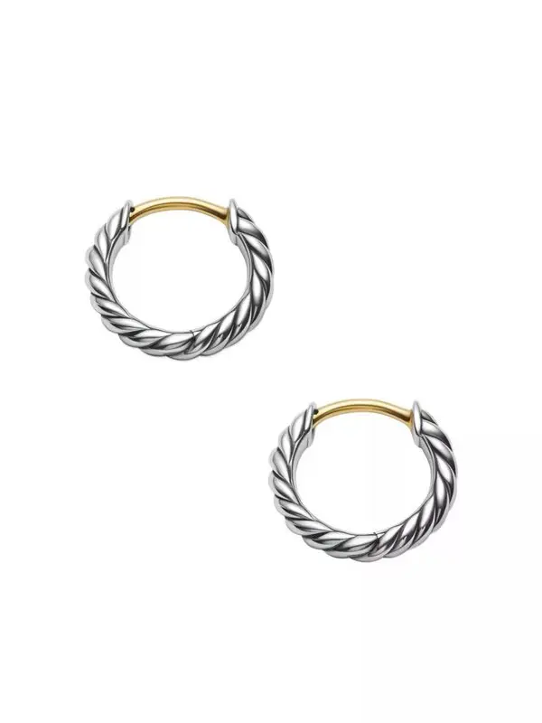 David Yurman Sterling Sculpted Cable Micro Huggie Hoop Earrings - Silver