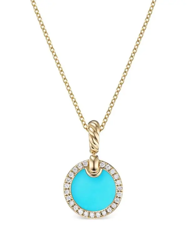 David Yurman 18k Yellow Petite Dy Elements Turquoise Diamond Necklace - Gold