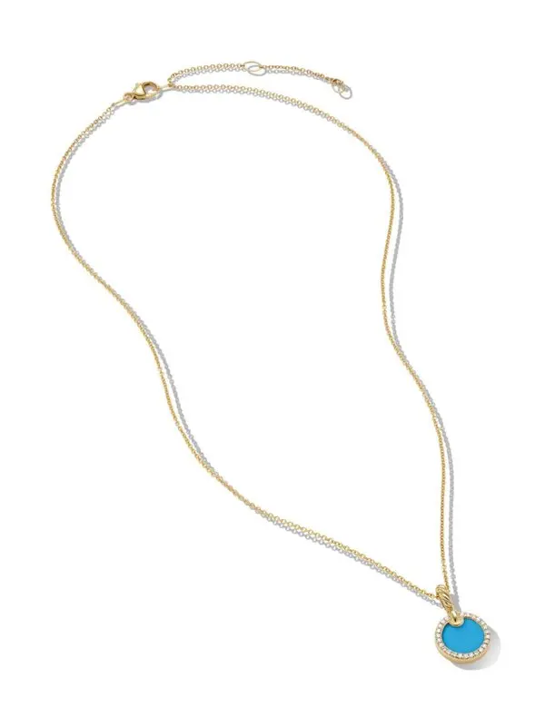 David Yurman 18k Yellow Petite Dy Elements Turquoise Diamond Necklace