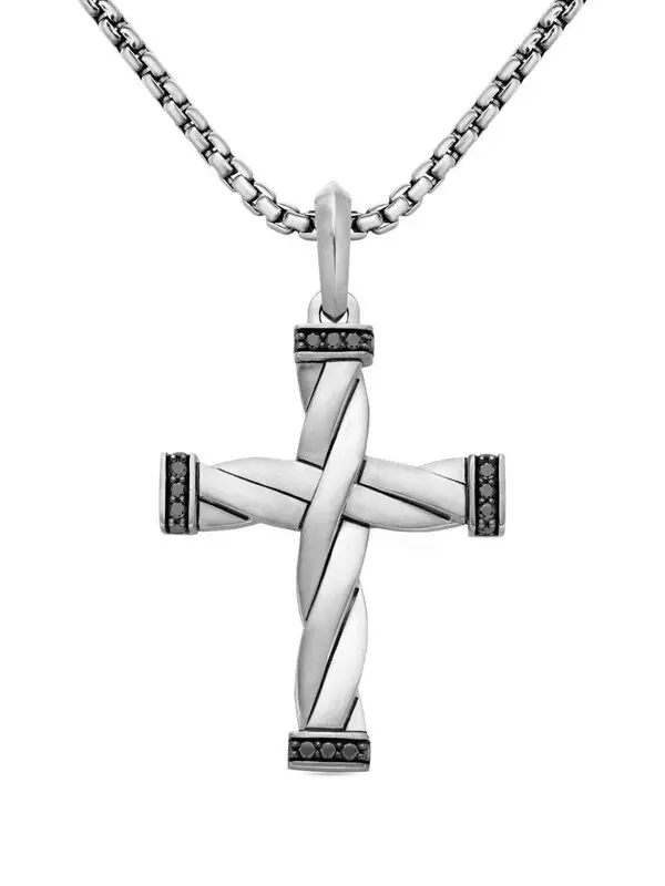 David Yurman Sterling Dy Helios Diamond Cross Pendant - Silver