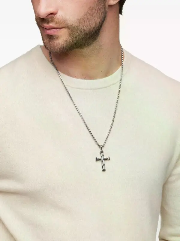 David Yurman Sterling Dy Helios Diamond Cross Pendant