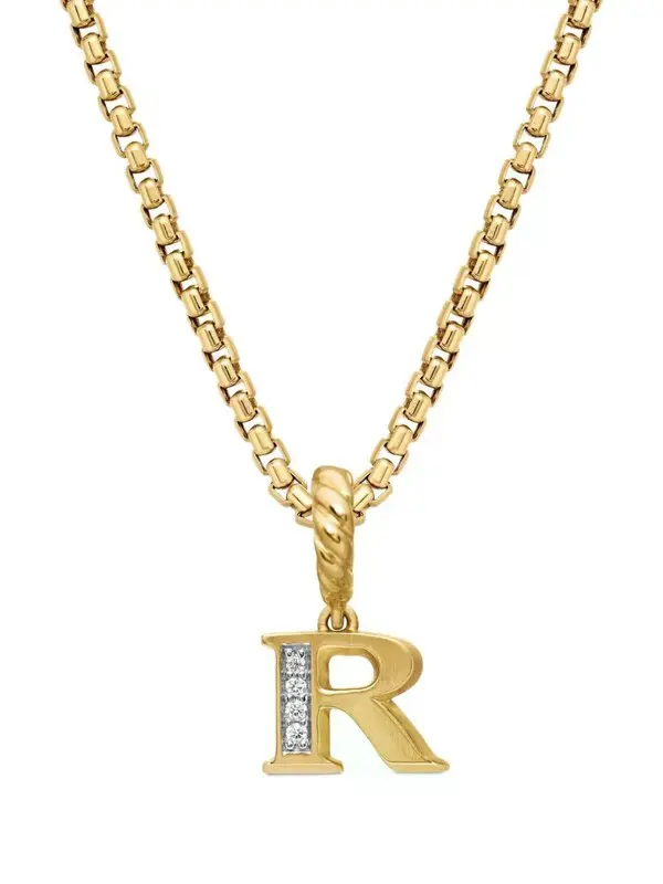 David Yurman 18kt Yellow Pavé Initial Pendant - Gold