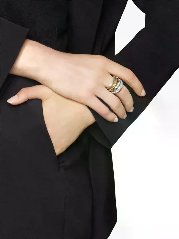 David Yurman 18kt Yellow Gold And Sterling Dy Mercer Diamond Ring - Silver